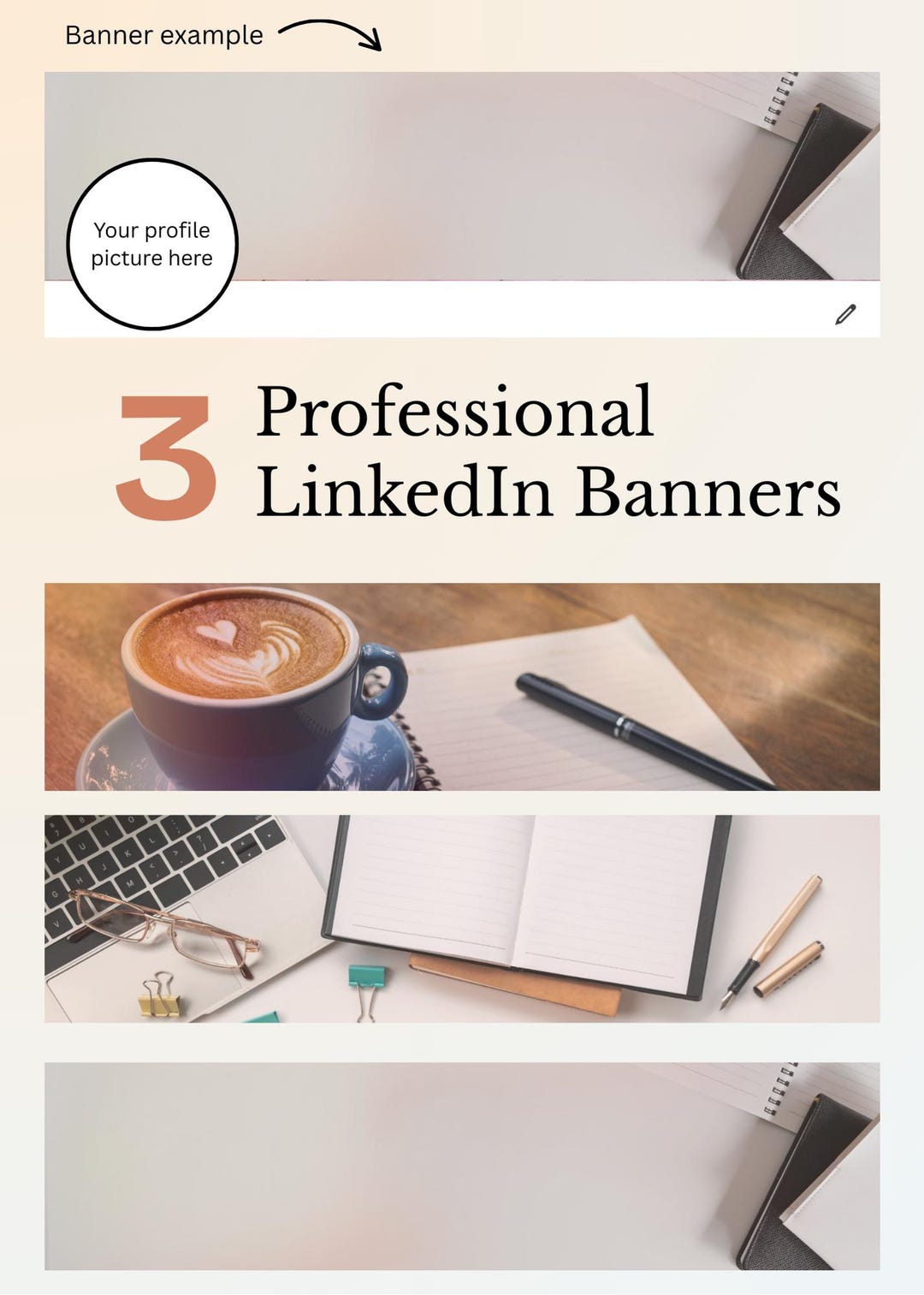 Realistic Desk Linkedin Banner Templates (digital Download) - Etsy