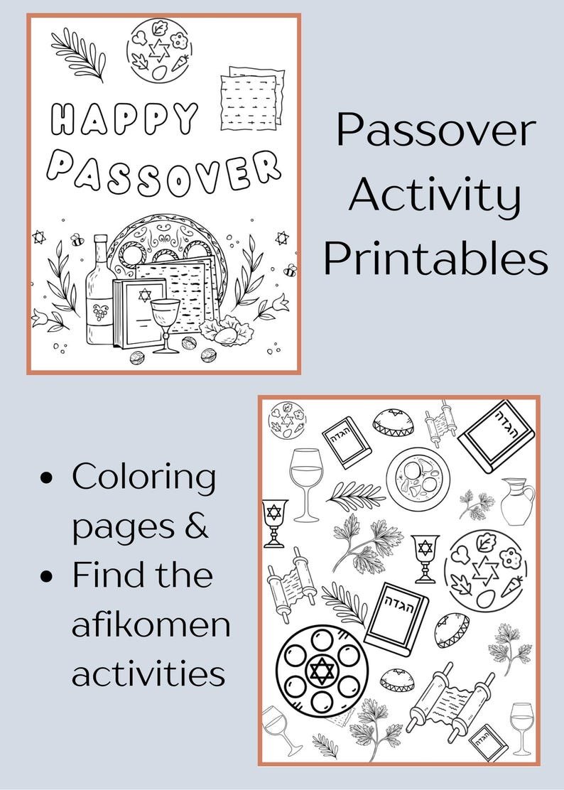 Printable Coloring and Activity Pages for Passover | Activity Pages for ...