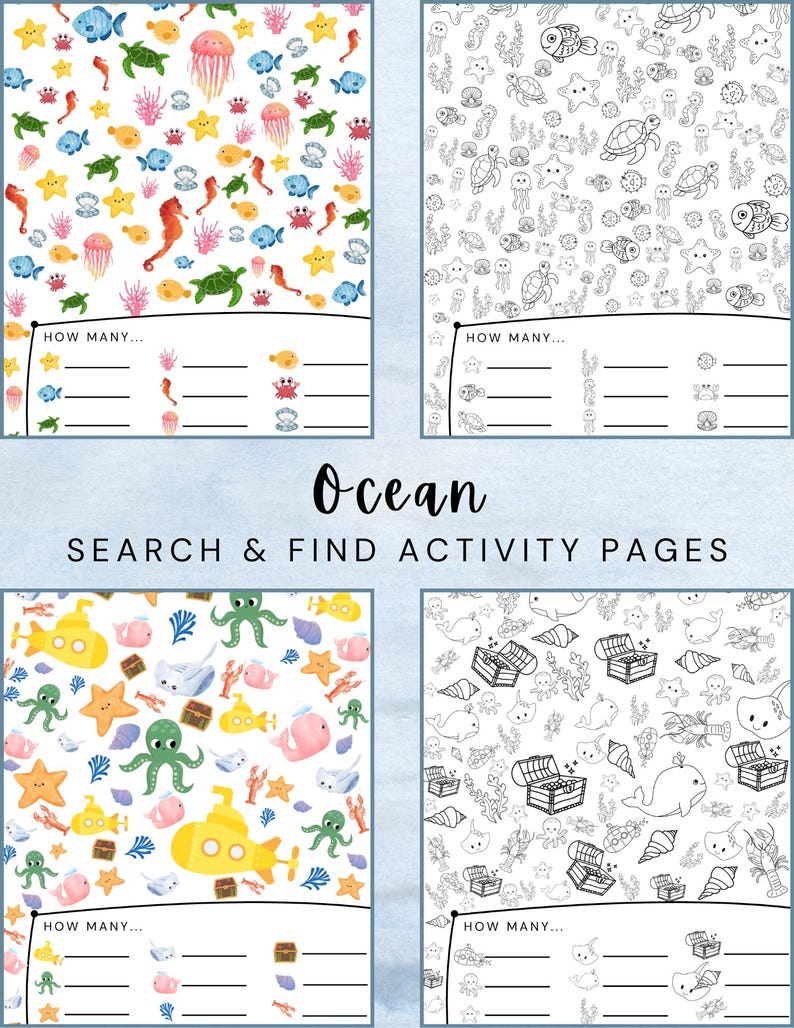 Ocean Search and Find Activity Pages: Kids Printable (digital Download ...