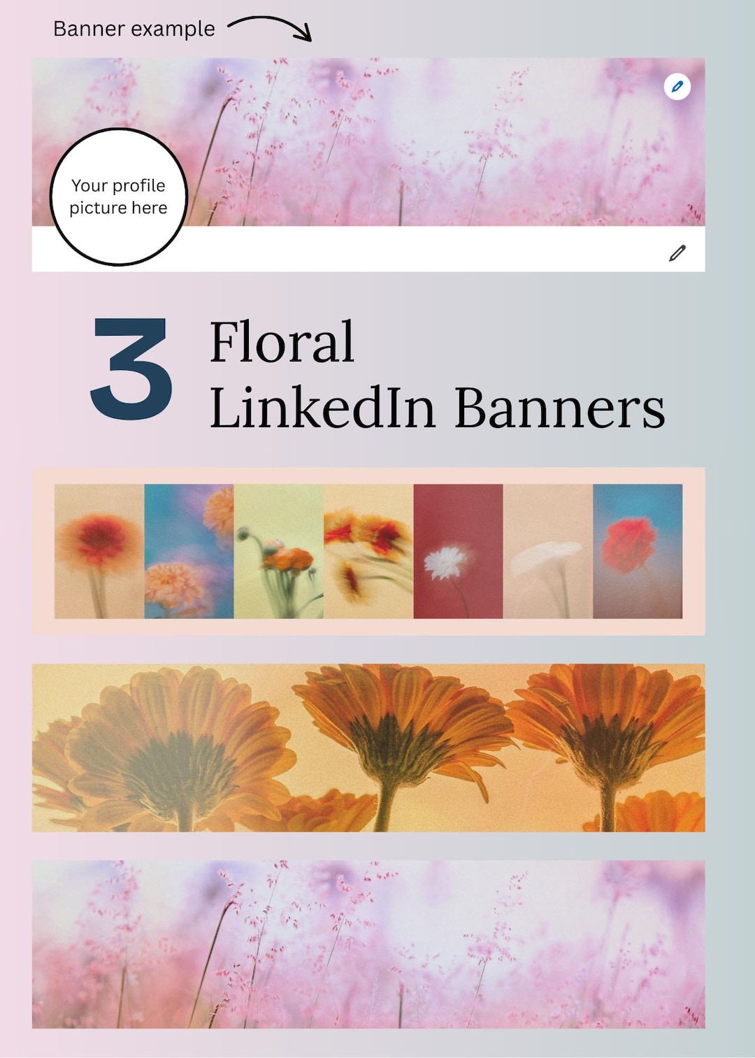 Floral Linkedin Banner Set: Professional Nature Designs (digital ...