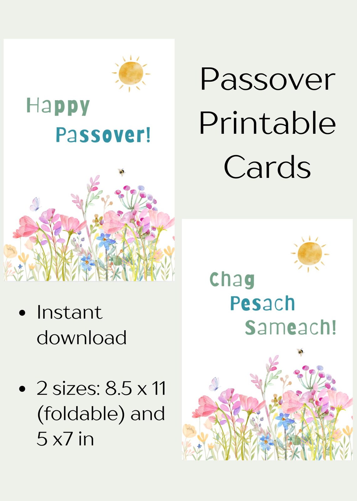 Passover Card - Digital Download | Foldable and Printable Passover Card ...