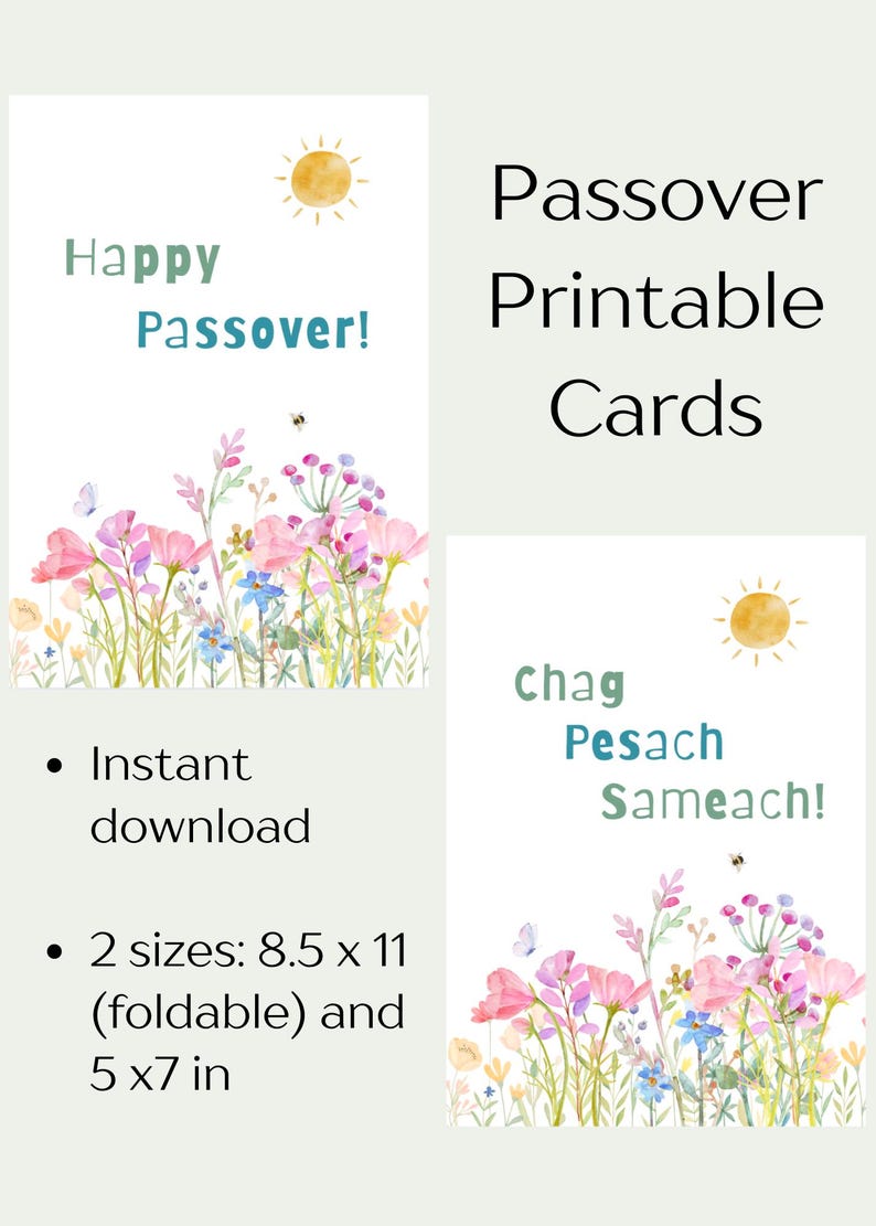 Passover Card - Digital Download | Foldable and Printable Passover Card ...
