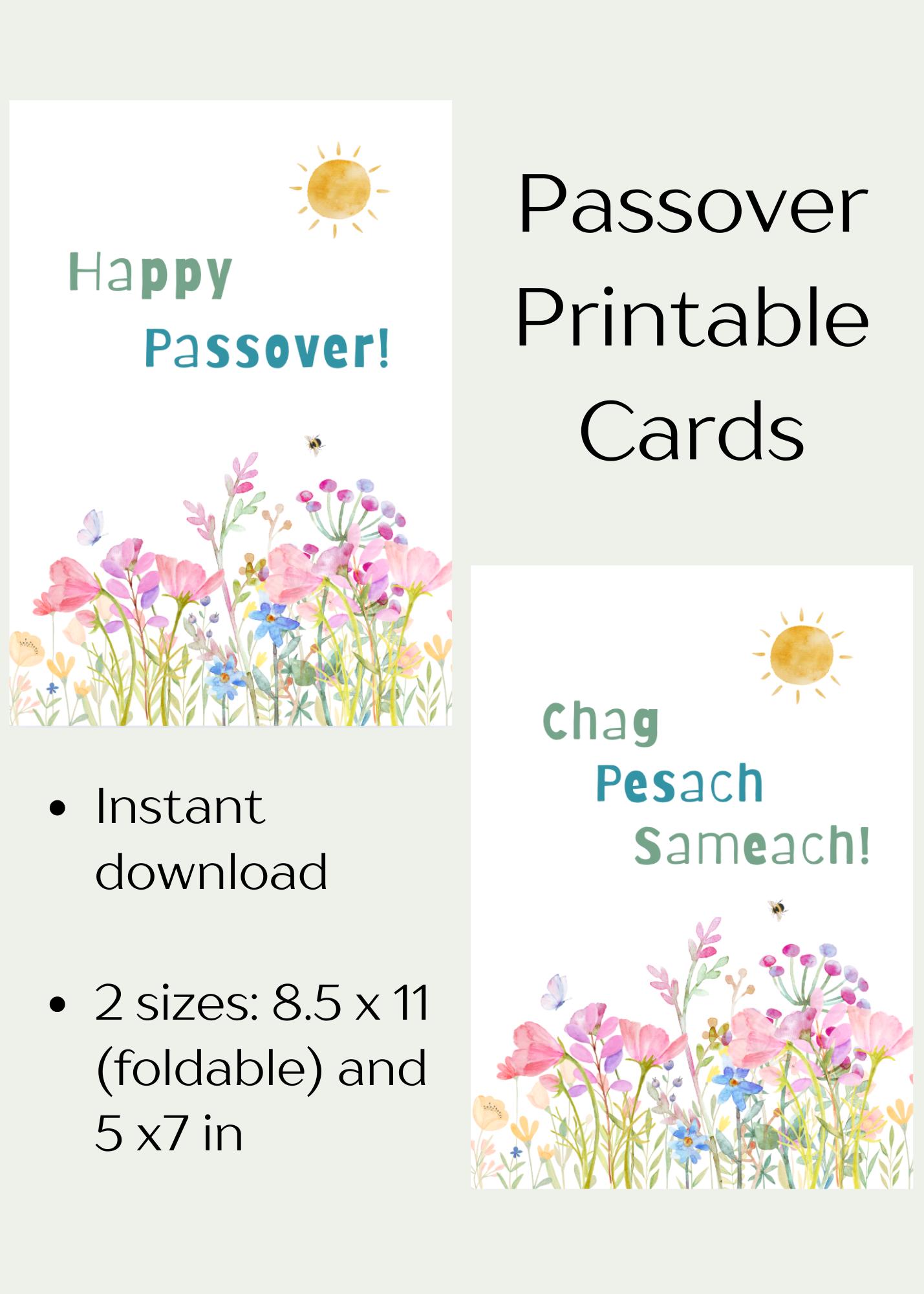 Passover Card - Digital Download | Foldable and Printable Passover Card ...
