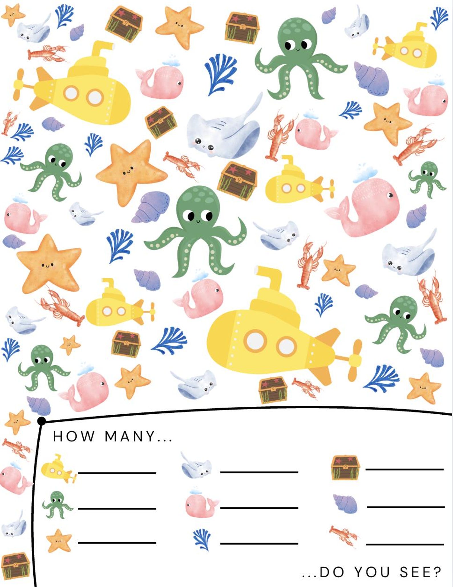 Ocean Search and Find Activity Pages: Kids Printable (digital Download ...