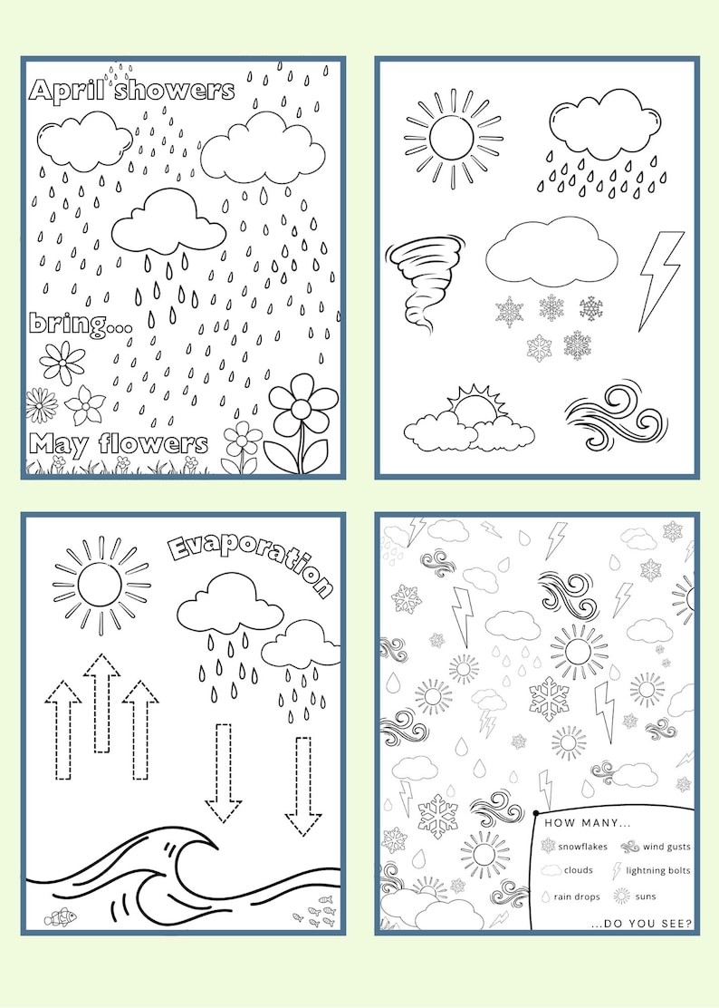 Weather-themed Printable Coloring and Activity Pages | Activity Pages ...