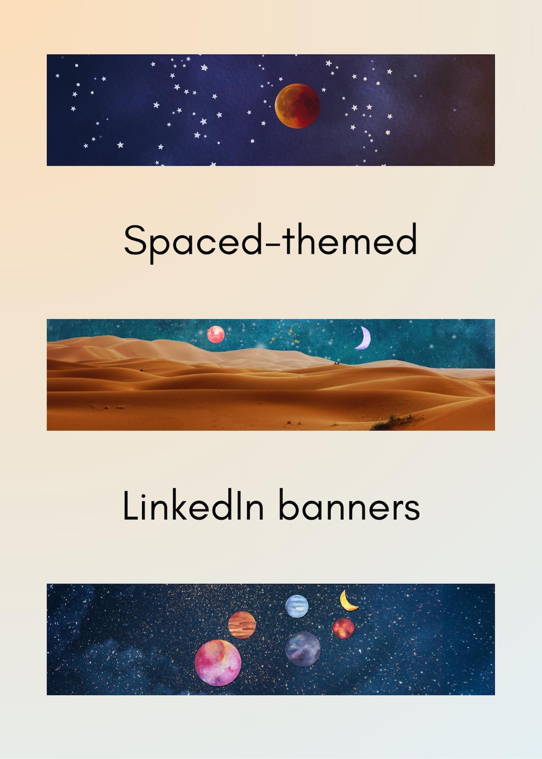 Space-themed Linkedin Banners: Night Sky Background (digital Download ...