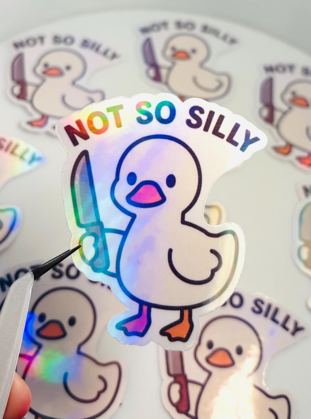 Not so Silly Duck Holographic Sticker: Funny Meme - Etsy