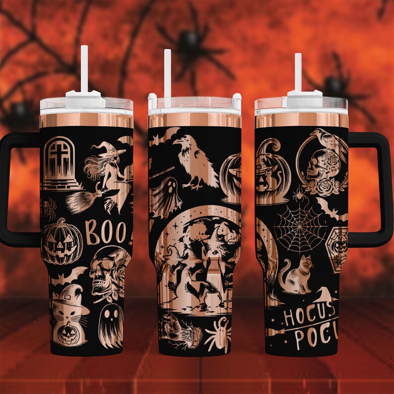 Halloween Full Wrap SVG for Laser Rotary 40oz Engraved Tumbler Seamless ...