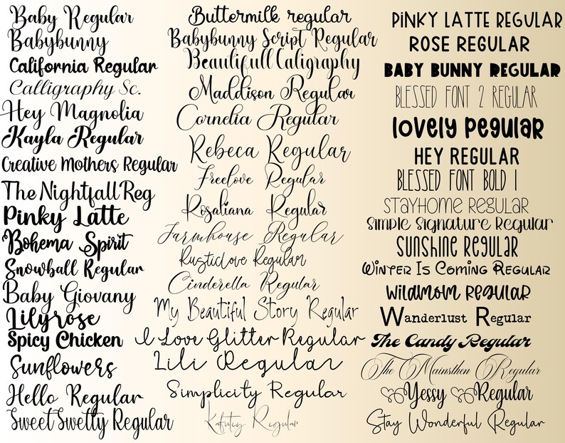 50 Font Bundle: Cursive, Script, and Handwritten Fonts (digital Fonts ...