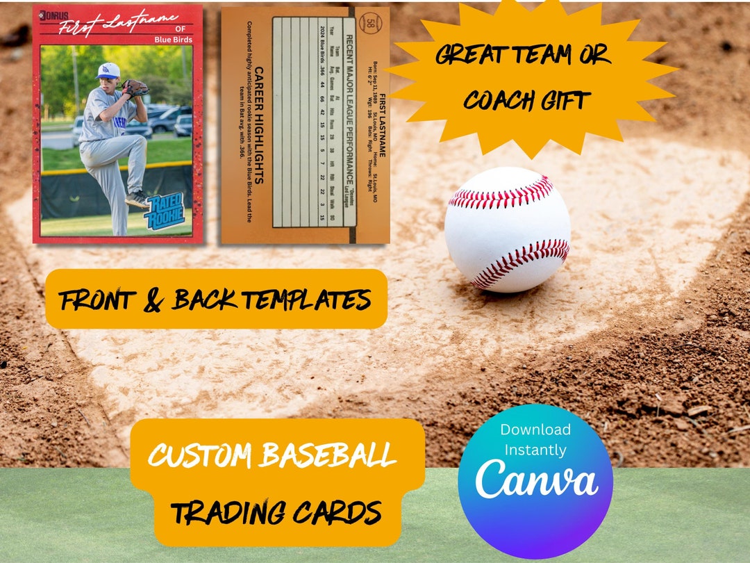 Custom Baseball Card Template: DIY Player Trading Cards (canva) - Etsy
