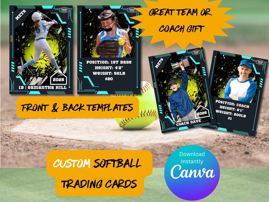 Personalized Custom Softball Trading Card Template, for Digital ...