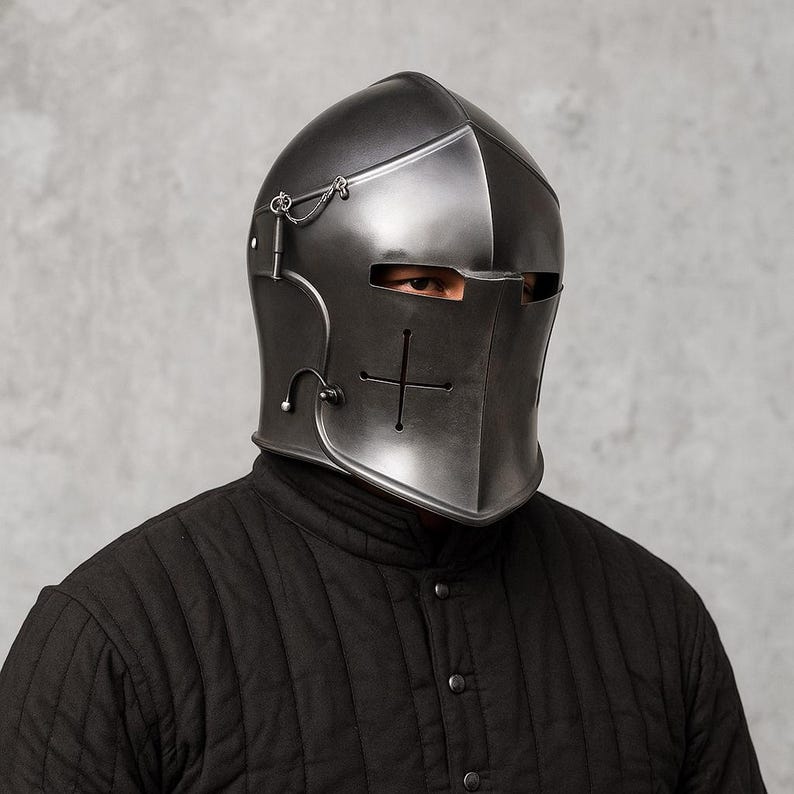 Medieval Barbuta Helmet: 18-gauge Steel Knight Armor for LARP & Cosplay ...