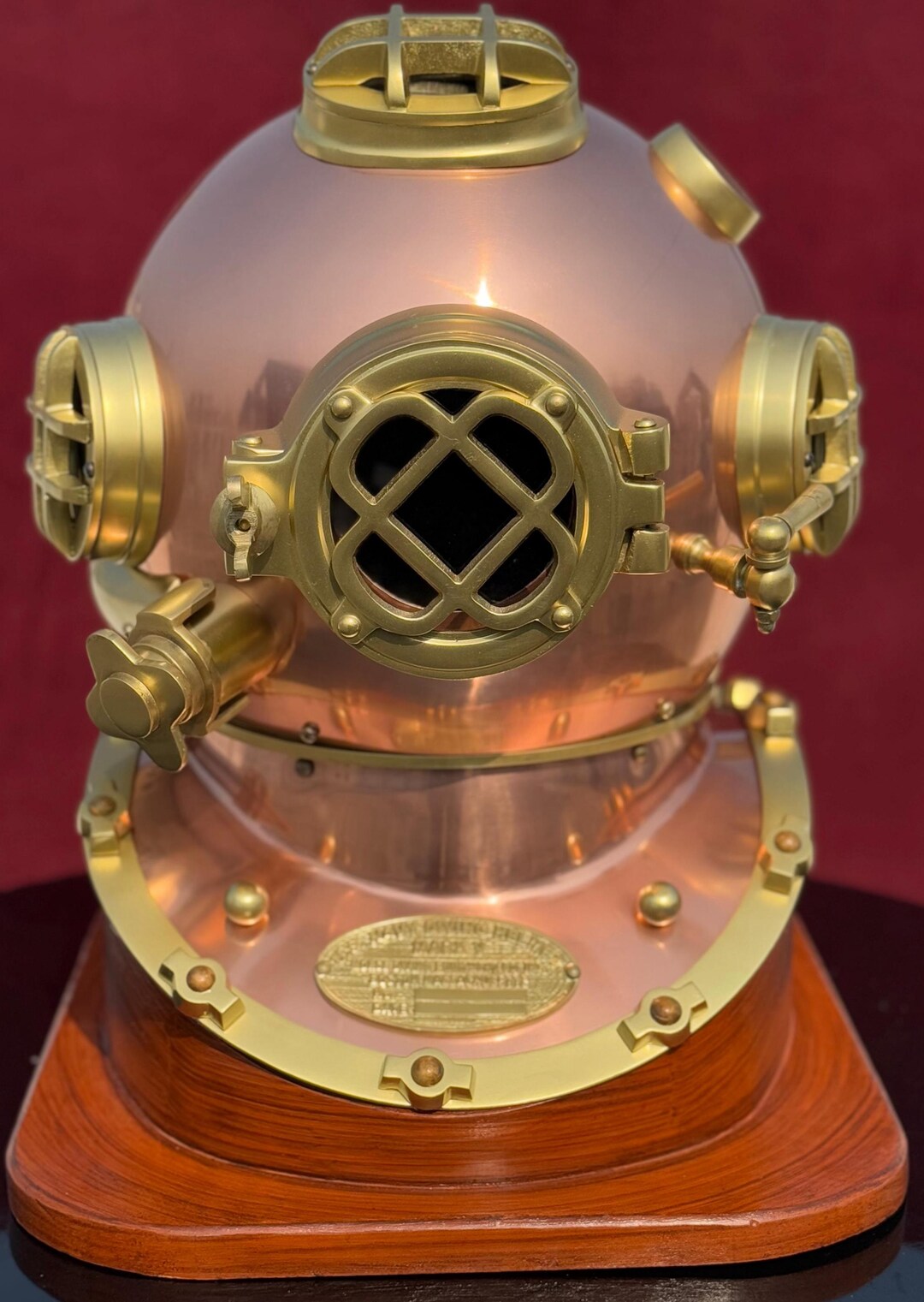 Diving Helmet Mark V Copper Brass Antique Scuba Diving Divers Helmet ...