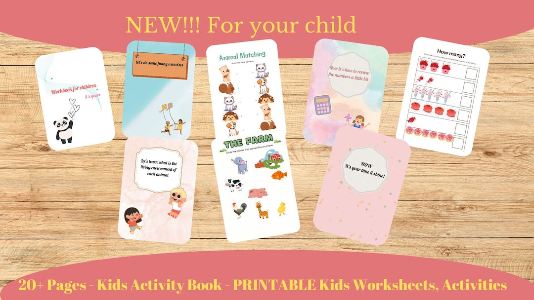 20+ Pages - Kids Activity Book - PRINTABLE Kids Worksheets, Activities ...