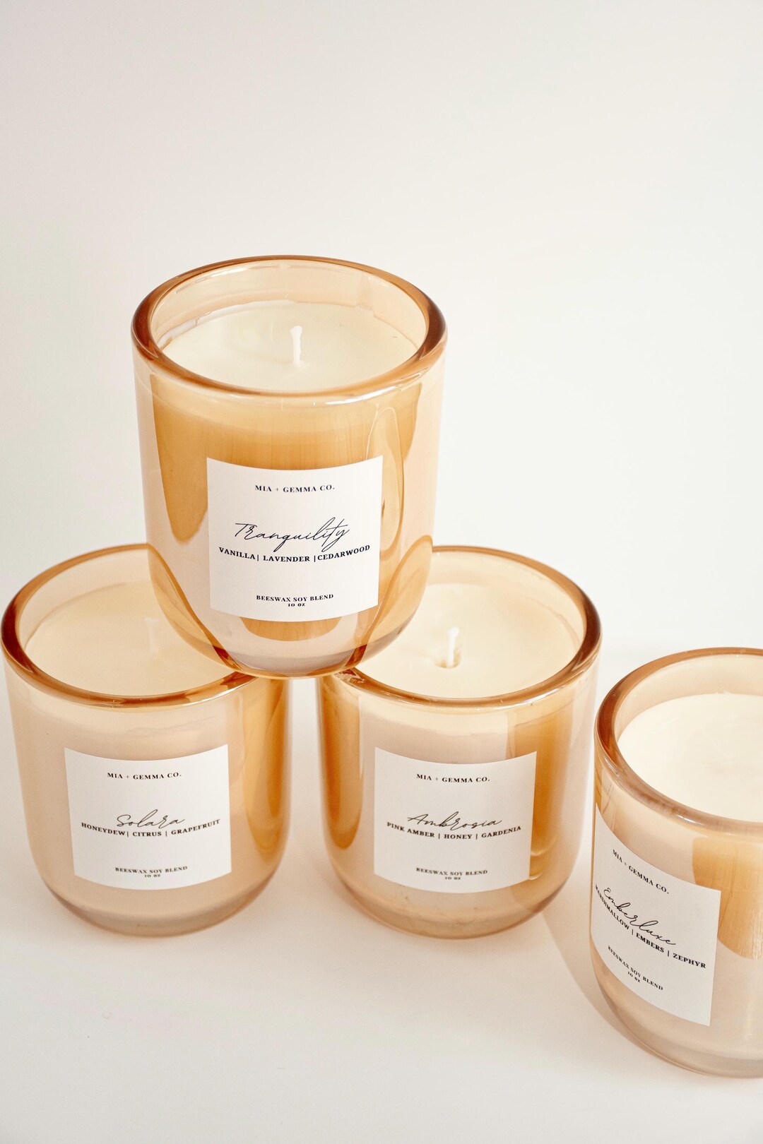 Mia Gemma Co. Hand Poured Soy & Beeswax Candle 10 OZ Scented Candles 60 ...