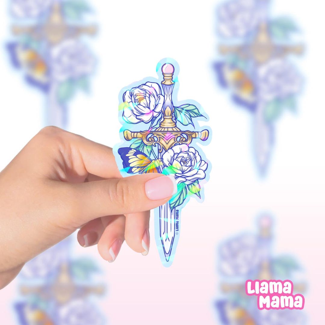 Dagger Roses and Butterfly Fantasy Illustration | Premium Sticker ...