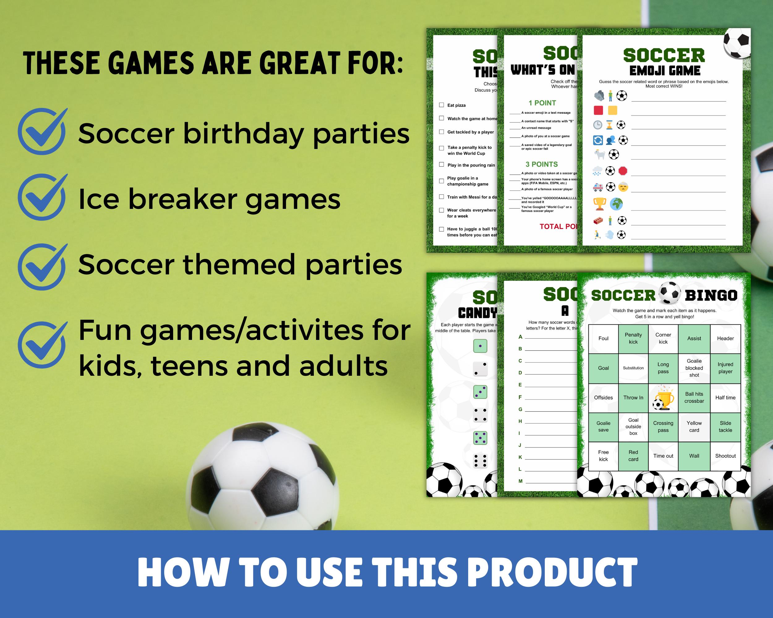 Soccer Games, Soccer Printable, Soccer Bundle, Soccer Birthday, Soccer ...