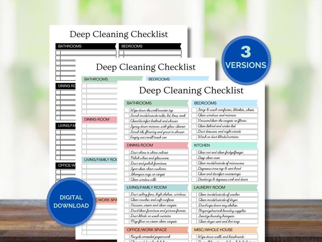 Deep Cleaning Checklist Printable | House Cleaning Checklist | Chore ...