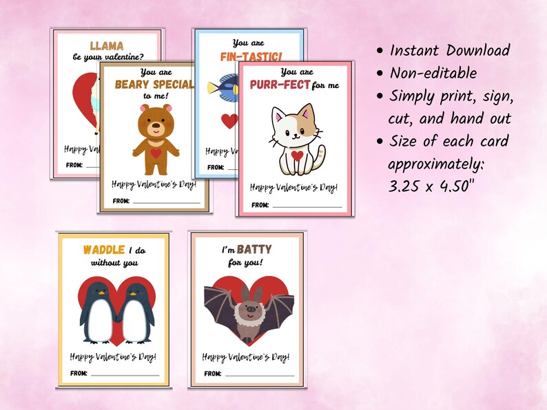 Printable Animal Puns Valentines Day Cards, Animal Puns Valentine ...