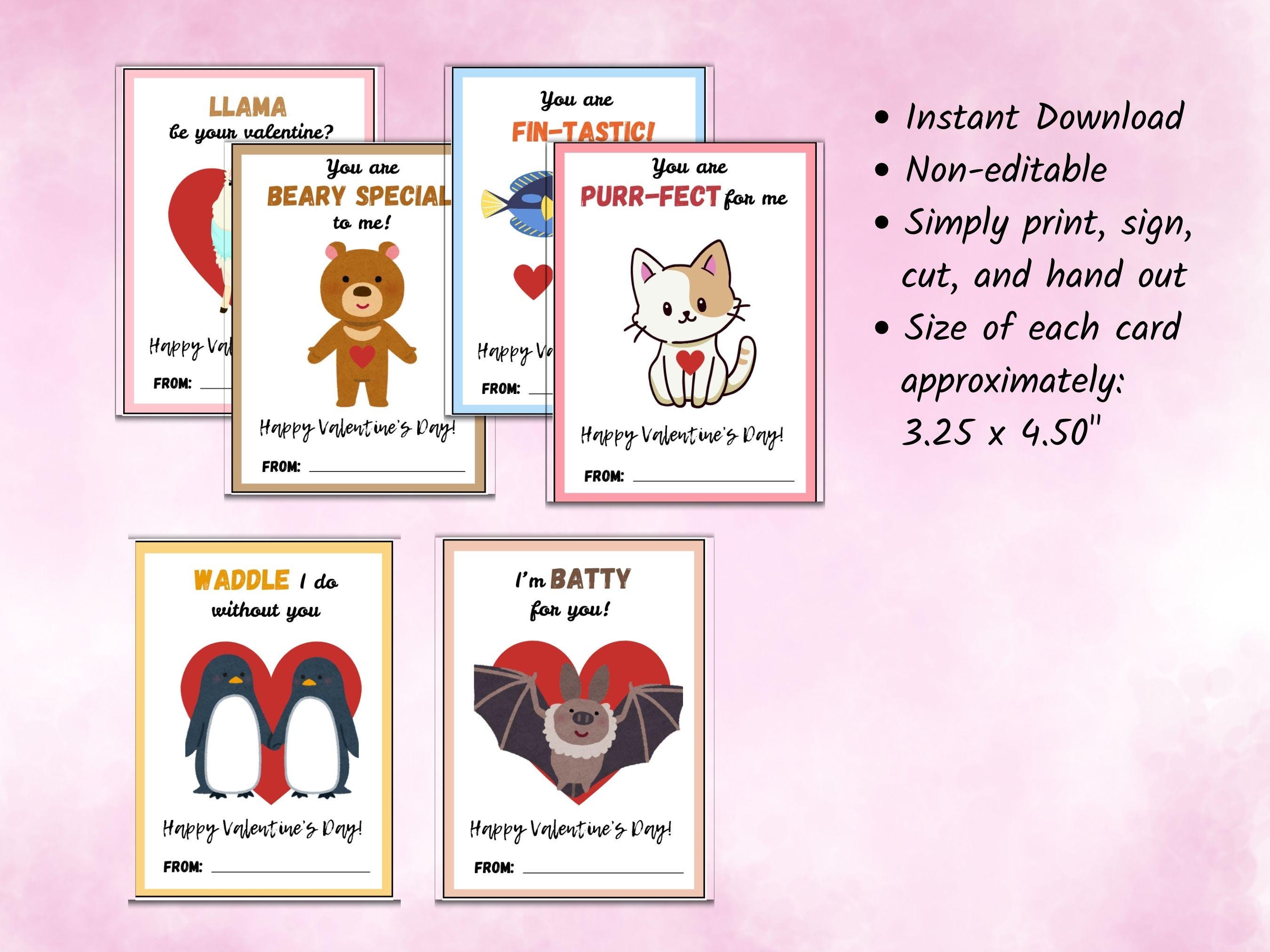 Printable Animal Puns Valentines Day Cards, Animal Puns Valentine ...