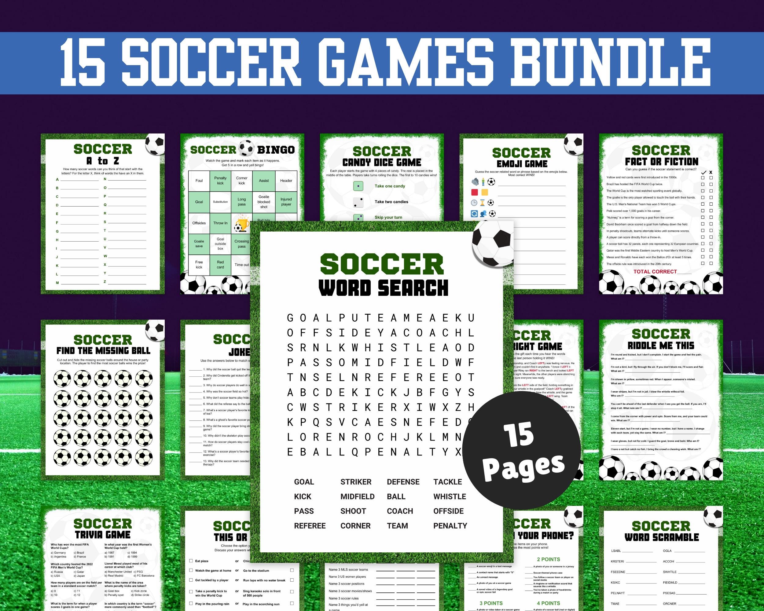 Soccer Games, Soccer Printable, Soccer Bundle, Soccer Birthday, Soccer ...