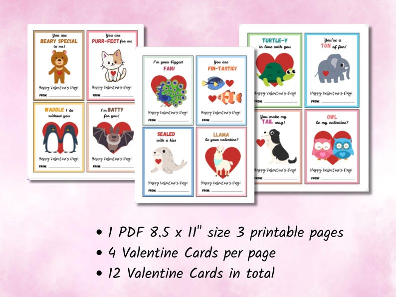 Printable Animal Puns Valentines Day Cards, Animal Puns Valentine ...