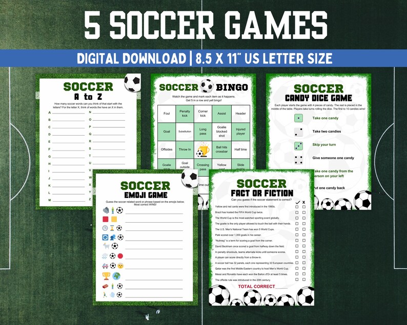 Soccer Games, Soccer Printable, Soccer Bundle, Soccer Birthday, Soccer ...