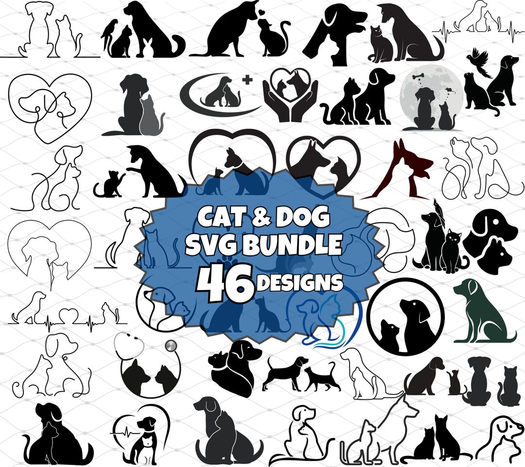 CAT and DOG SVG, Cat and Dog Clipart, Cat and Dog Svg Cut Files for ...