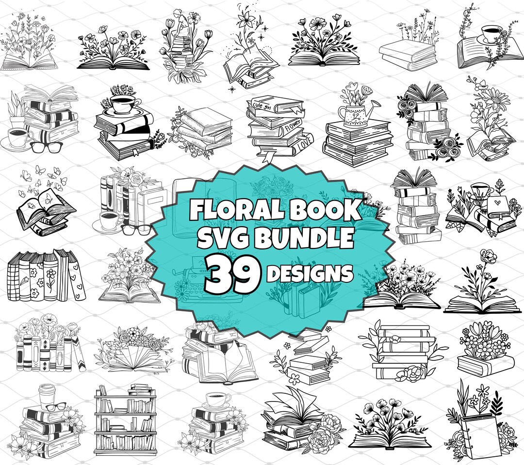 Floral Book SVG, Book Svg Bundle, Books With Flowers Svg, Reading Book ...