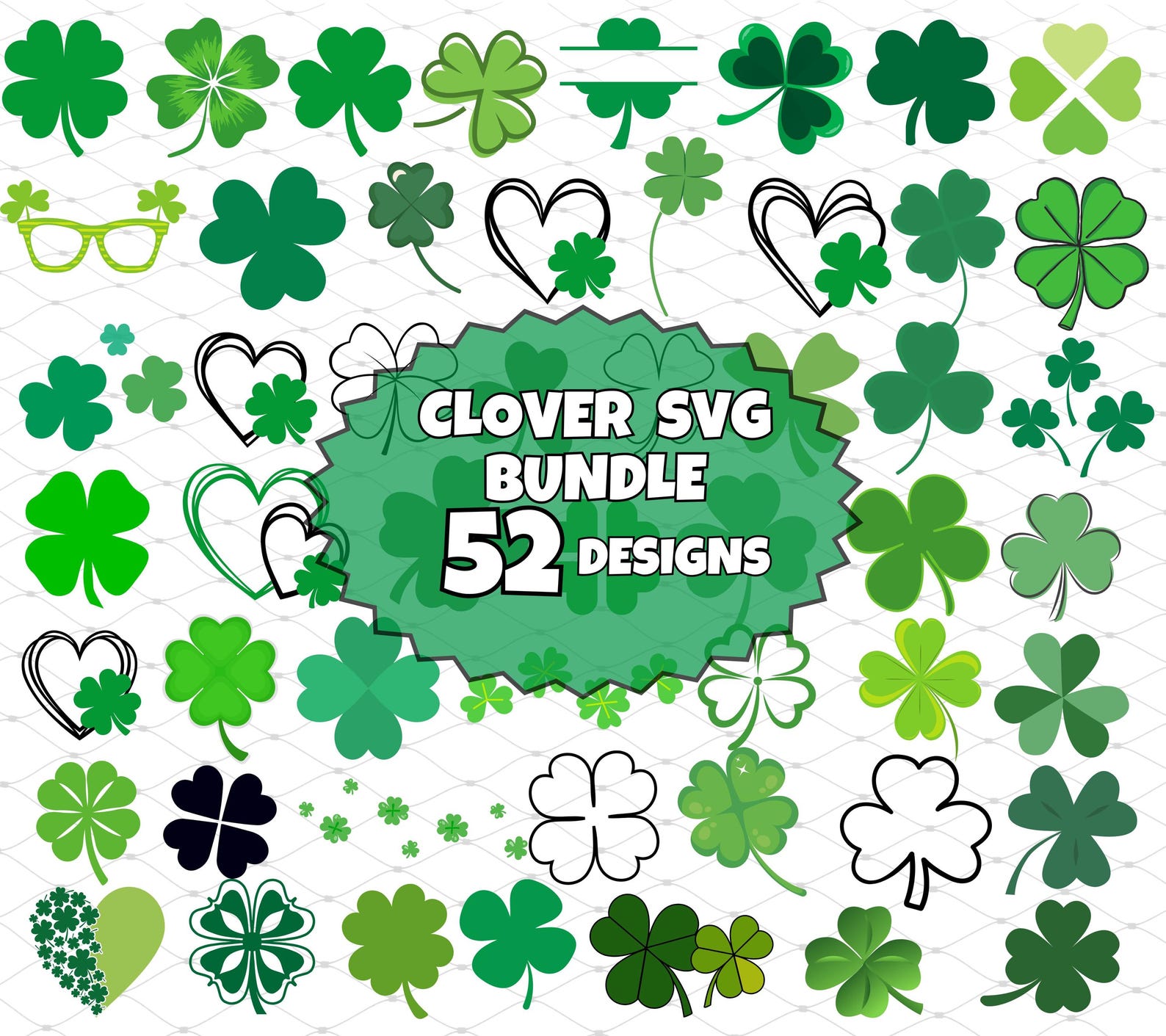 Clover Svg Bundle, Clover PNG Bundle, Shamrock Cricut Design, Clover ...