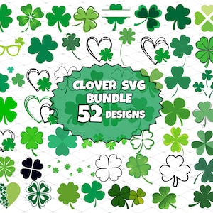 Clover Svg Bundle, Clover PNG Bundle, Shamrock Cricut Design, Clover ...