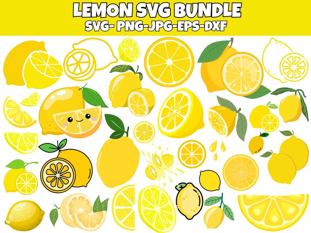 Lemon SVG Bundle: Summer Clipart, Cricut & Silhouette Cut Files ...