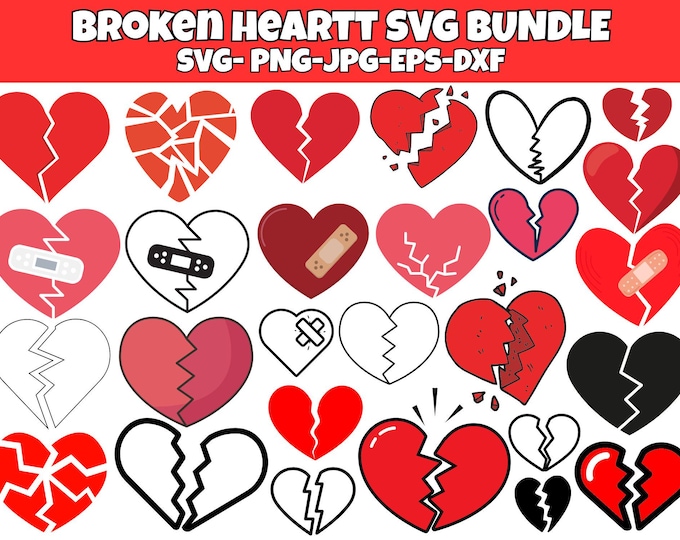 Broken Heart Clipart , Broken Heart Svg , Broken Heart Svg Bundle ...