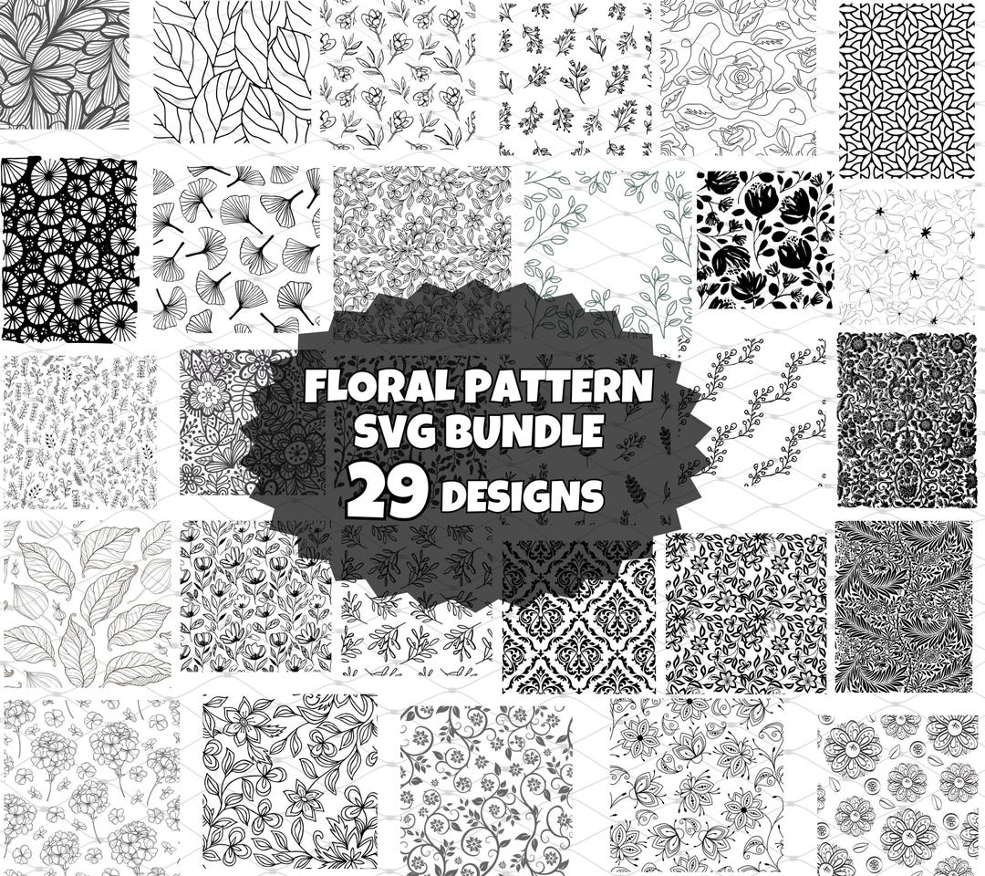 Flower Seamless Pattern SVG Bundle, Instant Digital Download, Floral ...