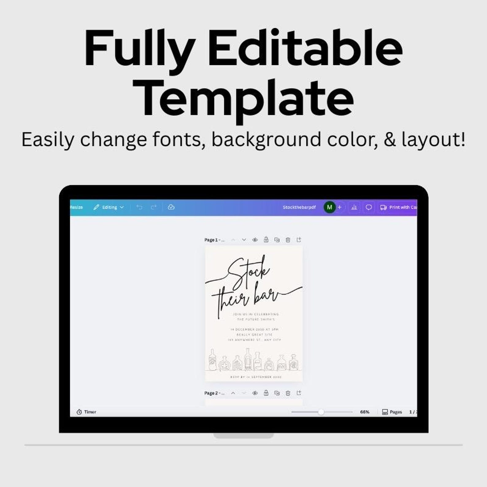Stock the Bar | Editable Canva Template | Printable Digital Download - Etsy
