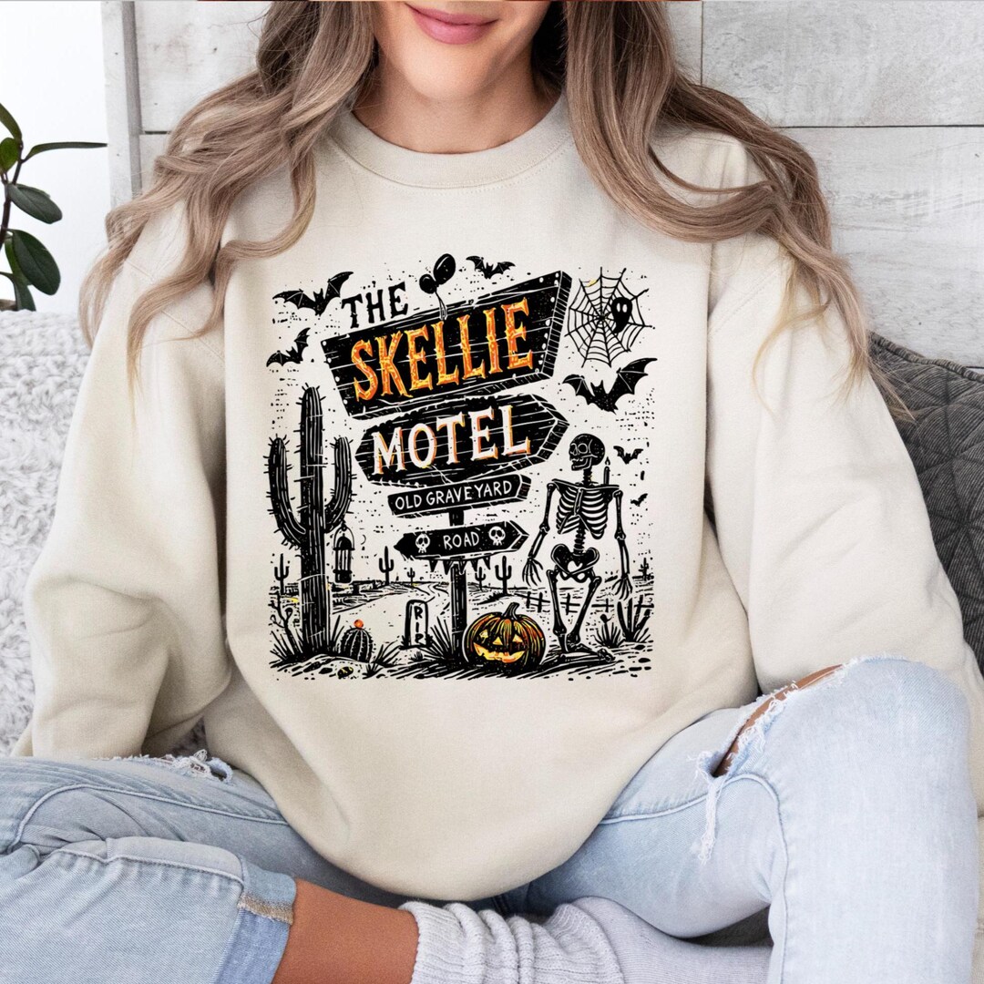 Skellie Motel Sweatshirt: Funny Retro Halloween Crewneck - Etsy