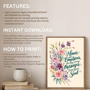 Motivational Floral Art Set of 6 Prints | Printable Watercolor ...
