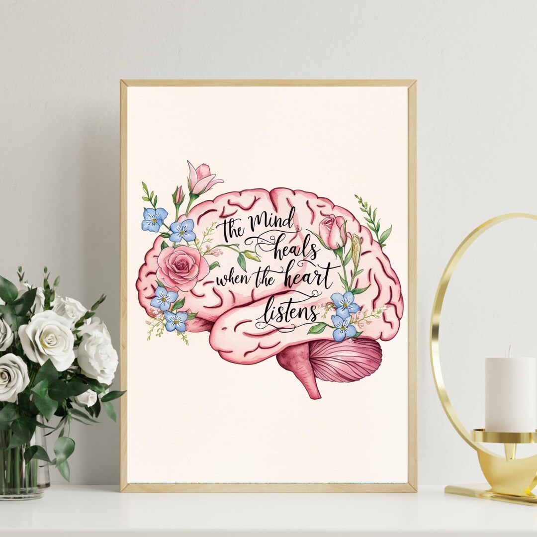 Mental Health Therapy Office Decor | Printable Watercolor Brain Print ...