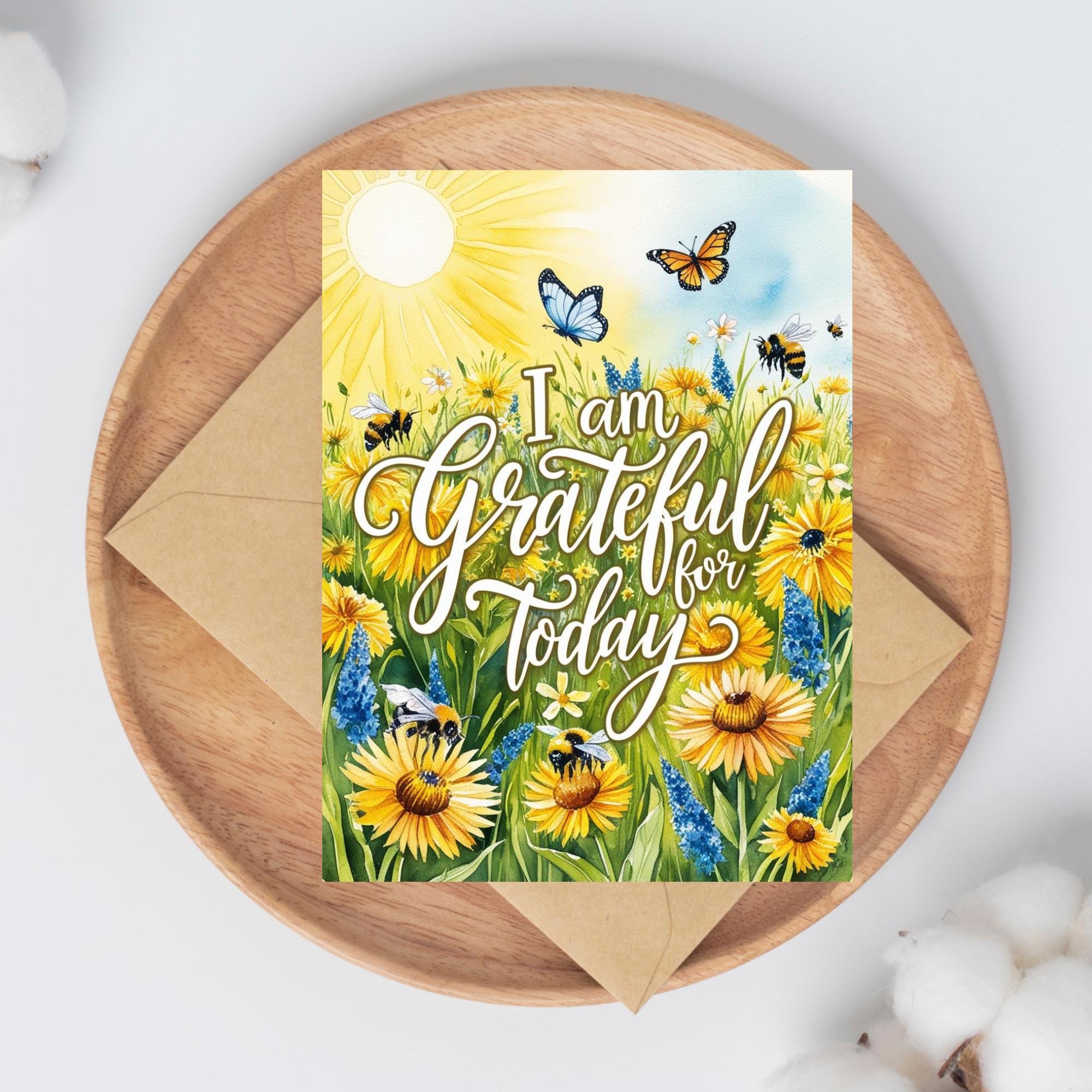 Daily Mindfulness Affirmations Poster | Sunflower & Butterfly Wall Art ...