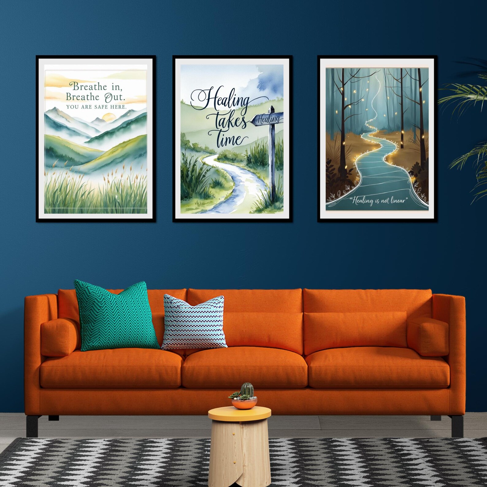 Calming Therapy Office Decor Set of 3 Wall Art | Mindfulness Print ...