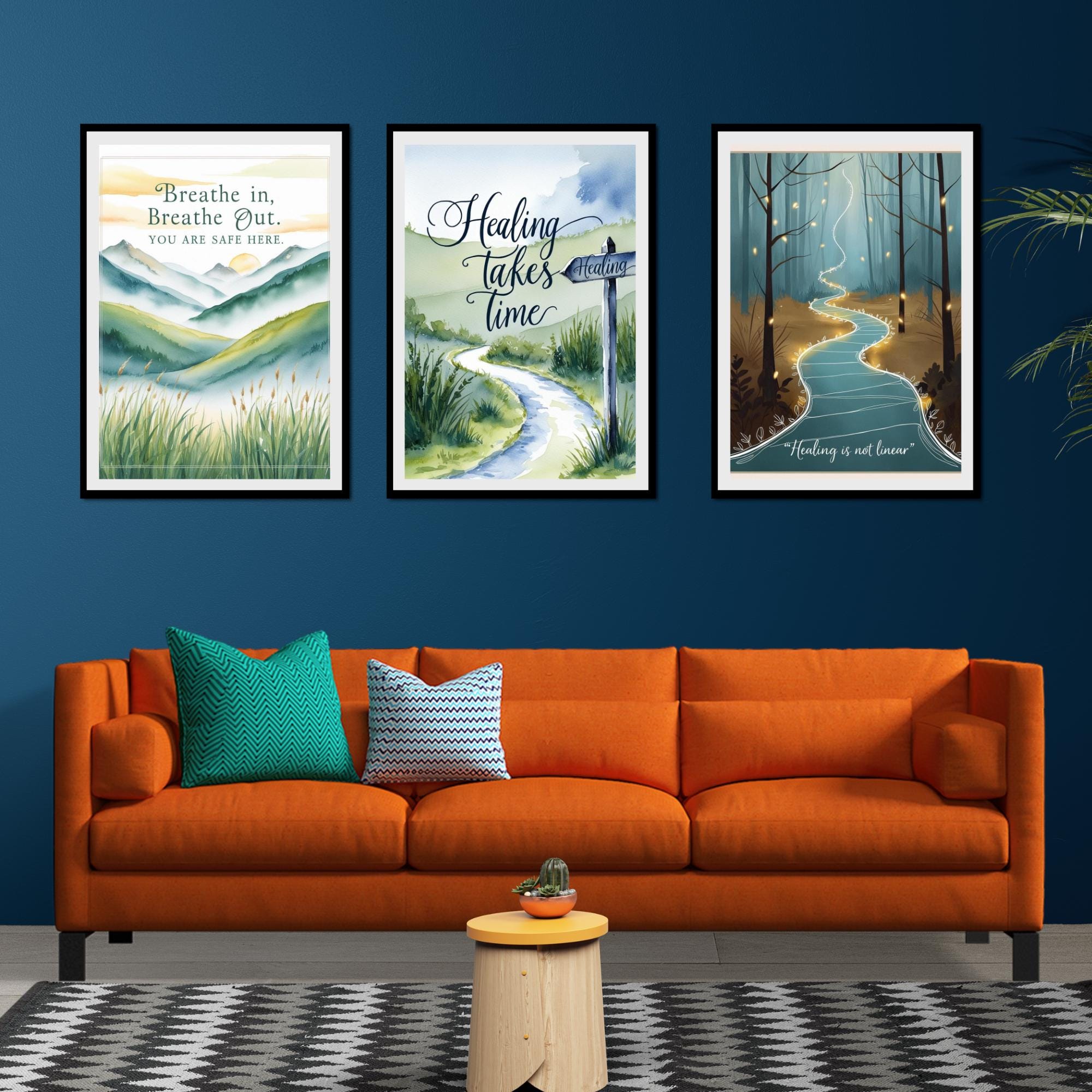 Calming Therapy Office Decor Set of 3 Wall Art | Mindfulness Print ...