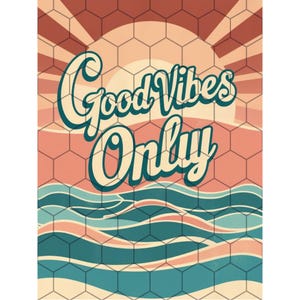 Retro Good Vibes Only Instant Download Print | Mindfulness Wall Art ...