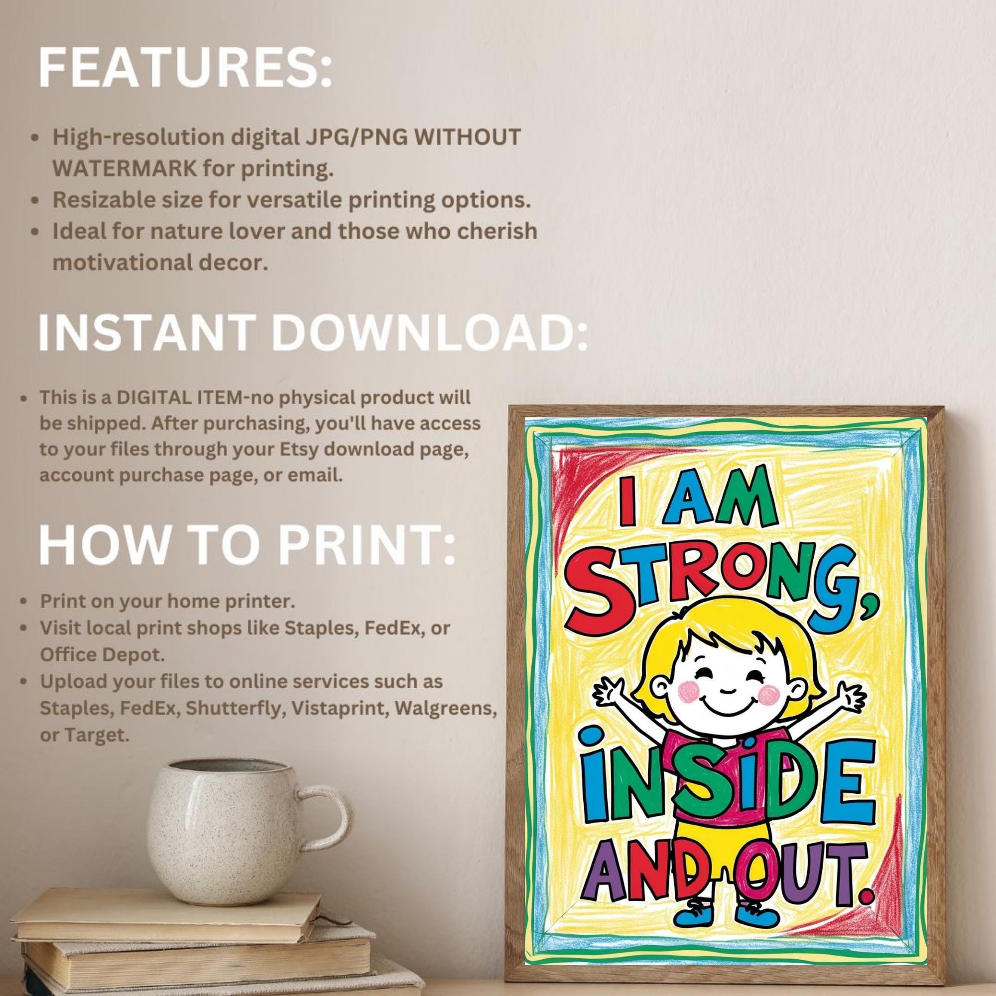 Kids Growth Mindset Playroom 4 Piece Wall Art | Daily Affirmation Decor ...