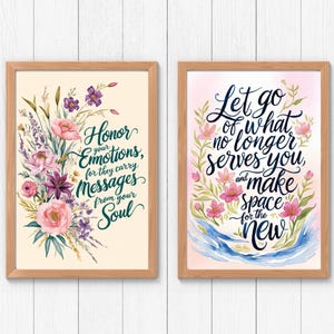 Motivational Floral Art Set of 6 Prints | Printable Watercolor ...