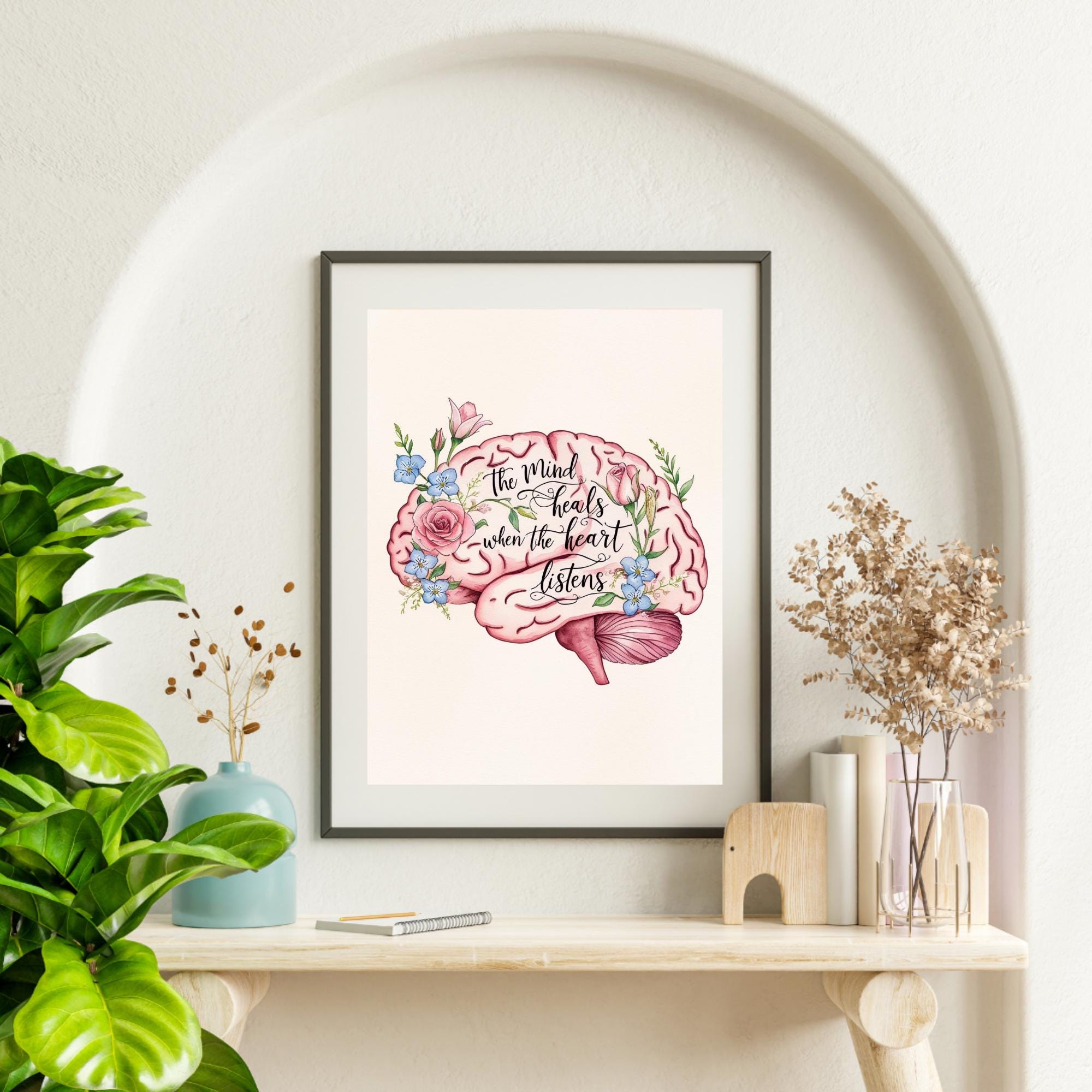 Mental Health Therapy Office Decor | Printable Watercolor Brain Print ...
