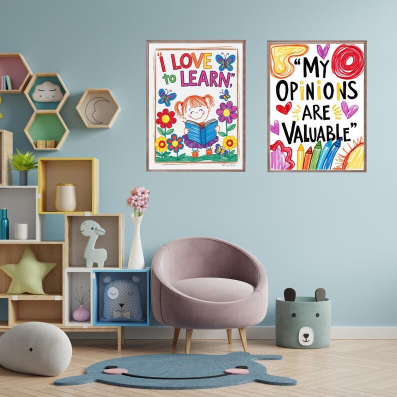 Kids Affirmation Playroom Wall Art Set of 2 Digital Download | Daily ...