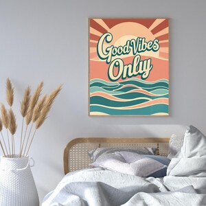 Retro Good Vibes Only Instant Download Print | Mindfulness Wall Art ...