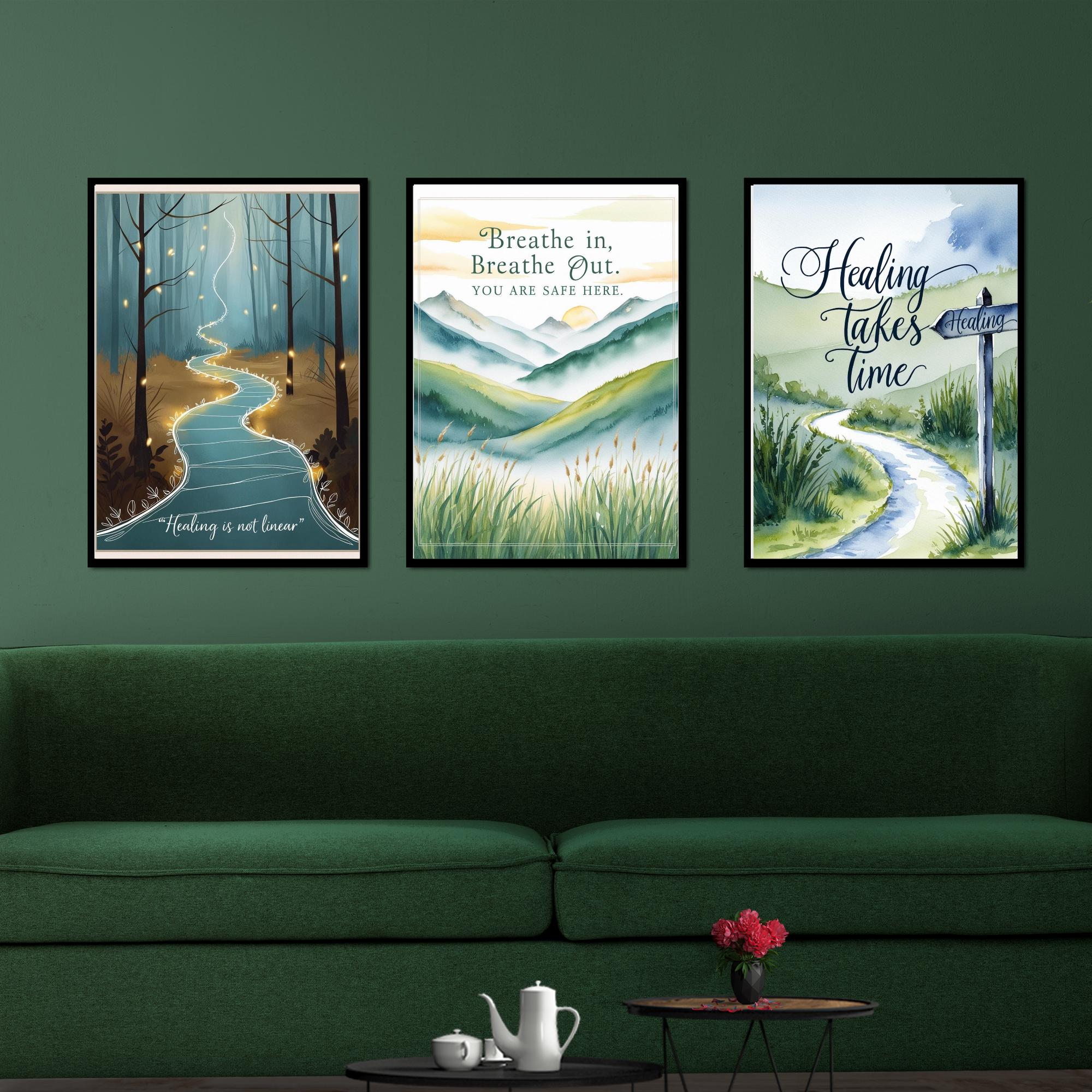 Calming Therapy Office Decor Set of 3 Wall Art | Mindfulness Print ...