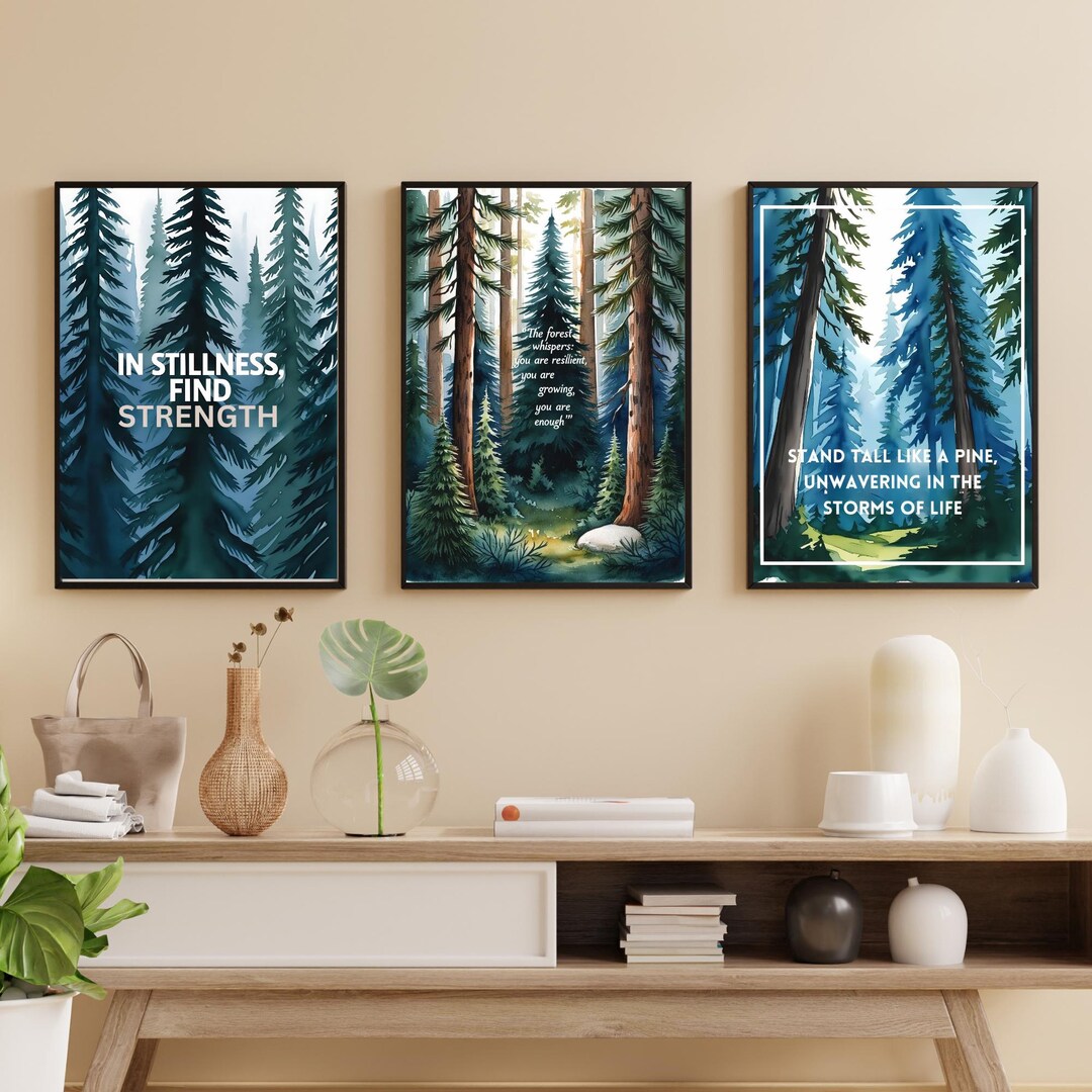 Forest Inspirational 3 Piece Wall Art | Motivational Home Wall Decor ...