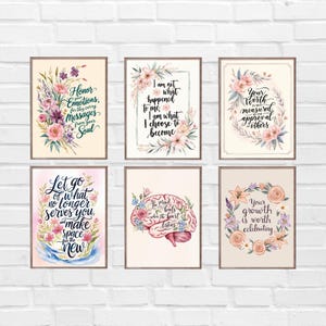 Motivational Floral Art Set of 6 Prints | Printable Watercolor ...